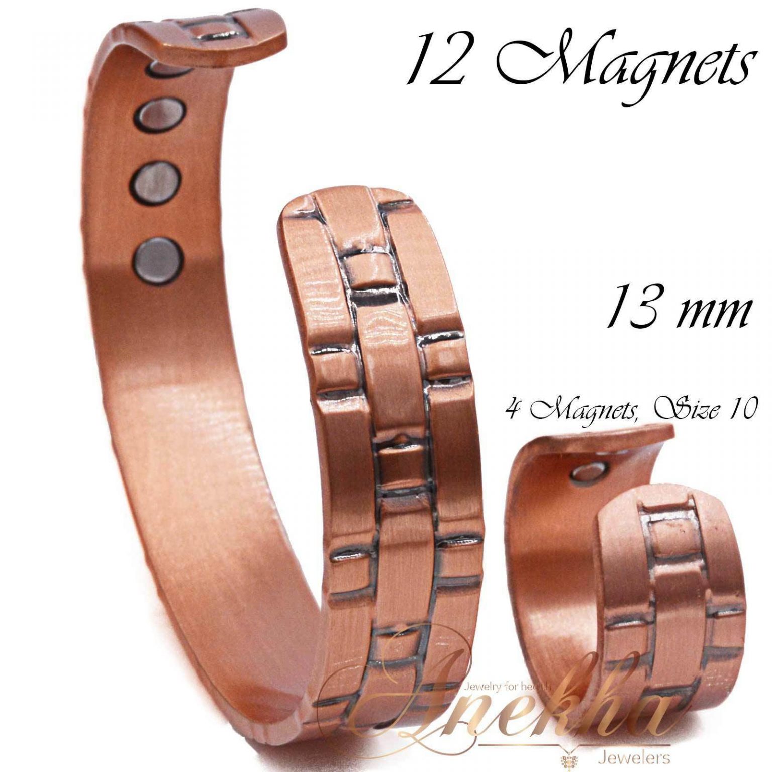 Solid Copper Magnetic Bracelet Bangle & Ring 12 mm & 12 Mags | Magnetic ...