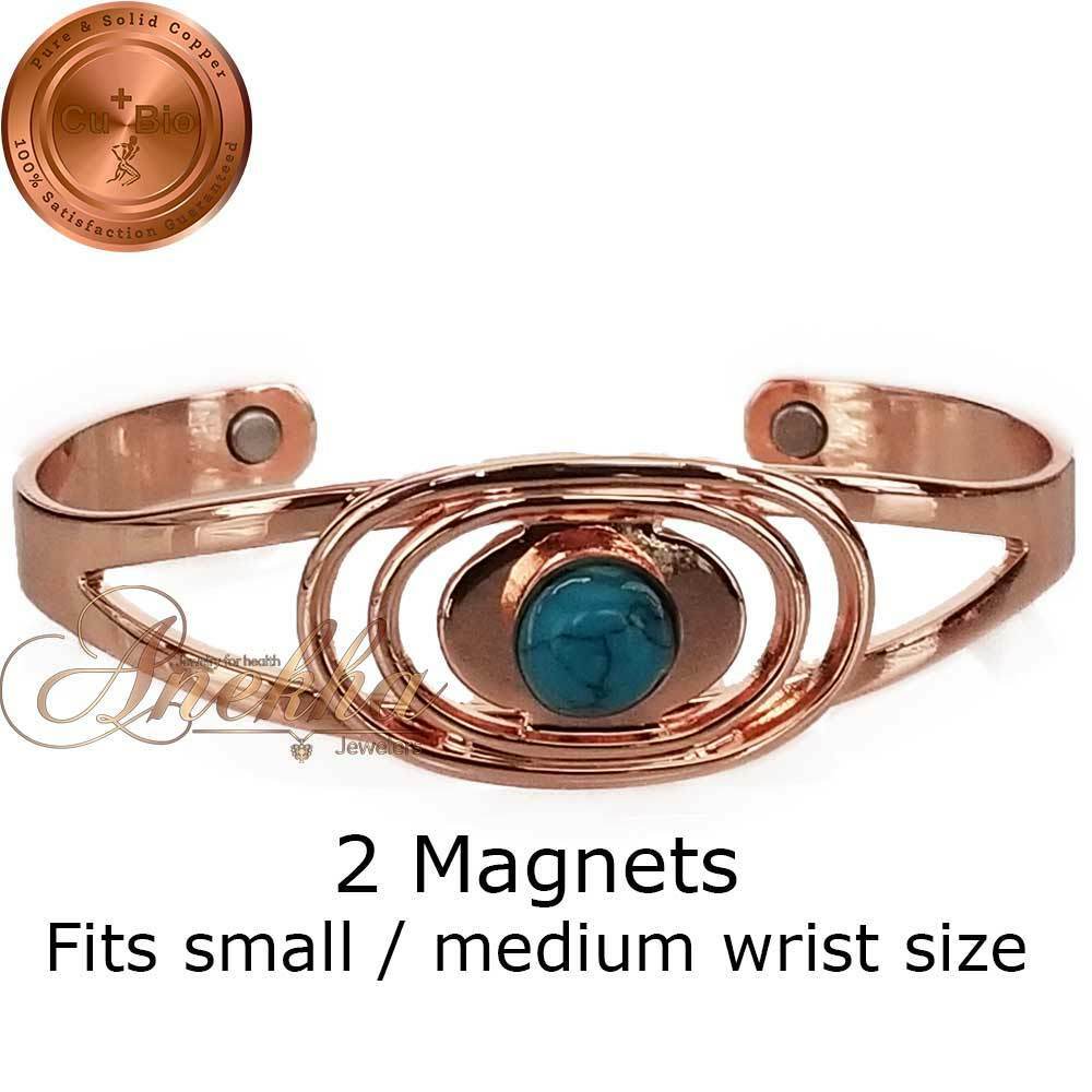 COPPER MAGNETIC BANGLE BRACELET, SOLID & PURE, TURQUOISE WOMEN CB22A ...